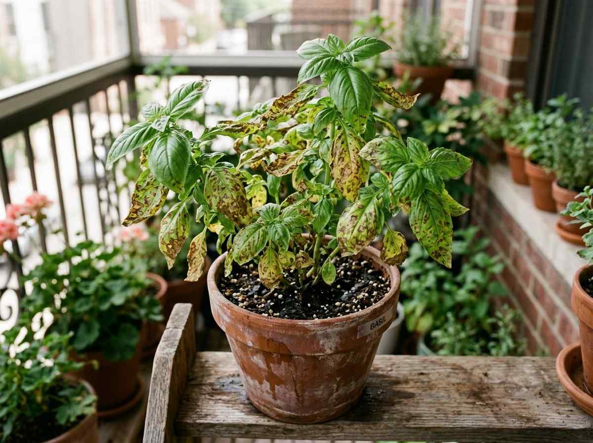 Basil Plant Leaves Turning Brown